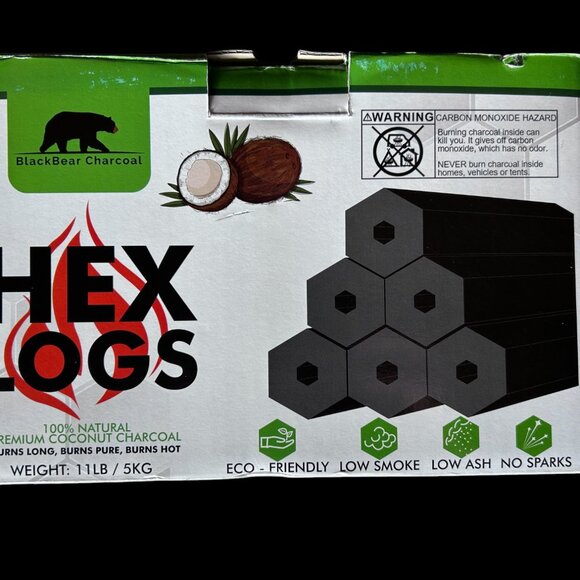 black bear charcoal | Other | New Hex Logs 0 Natural Premium Coconut Charcoal Black Bear ...